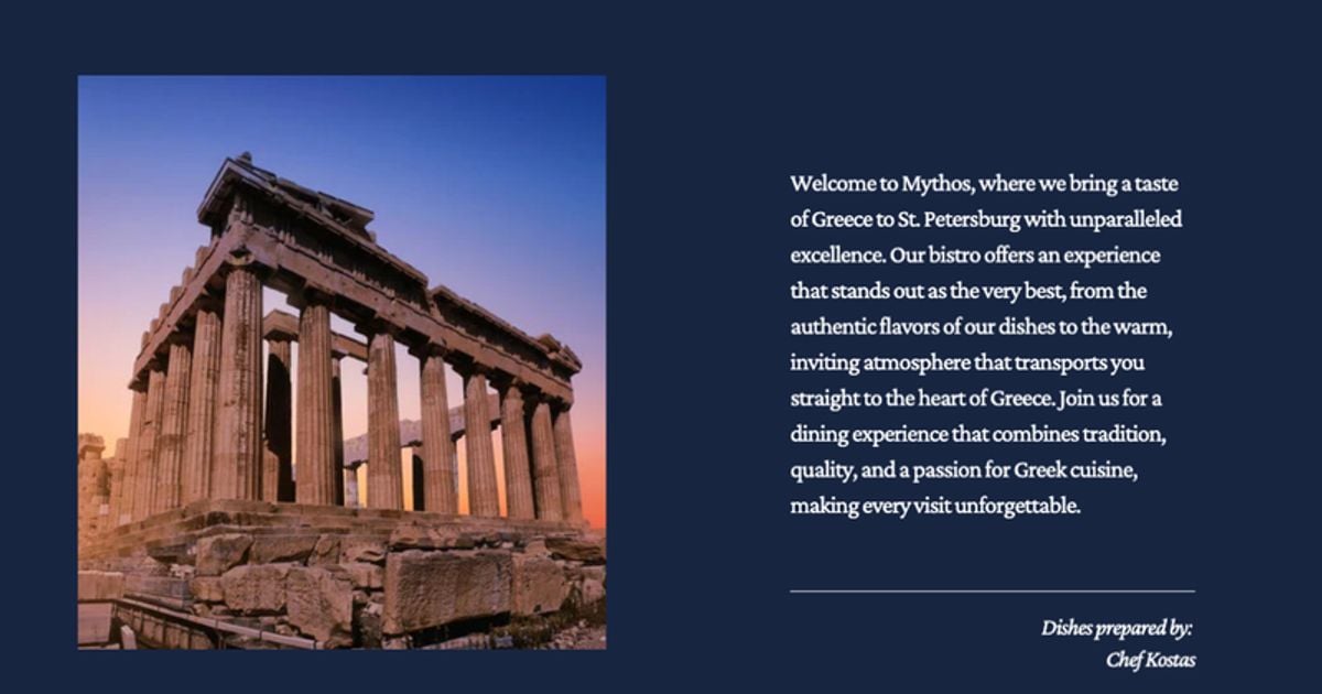 Mythos Greek Bistro | Authentic Greek Restaurant in St. Petersburg, FL